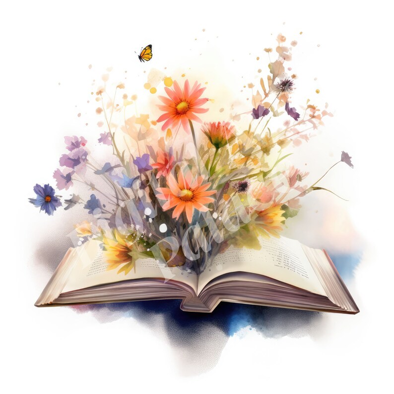 Floral Open Book Clipart Bundle, Fantasy Open Book Clipart, Jpgs ...