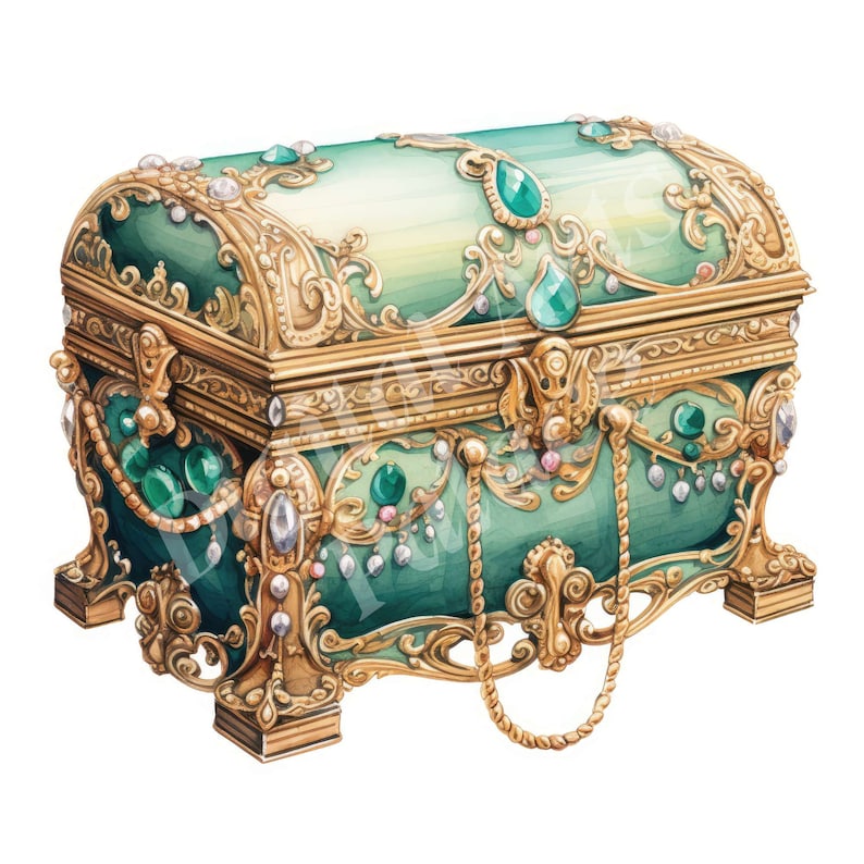 Jewelry Box Clipart, Vintage Jewelry Box Clipart, Instant Digital ...