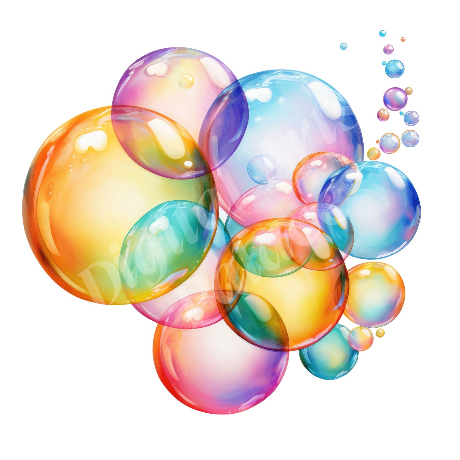 Bubbles Clipart, Colorful Bubbles Clipart, Jpgs, Instant Digital ...