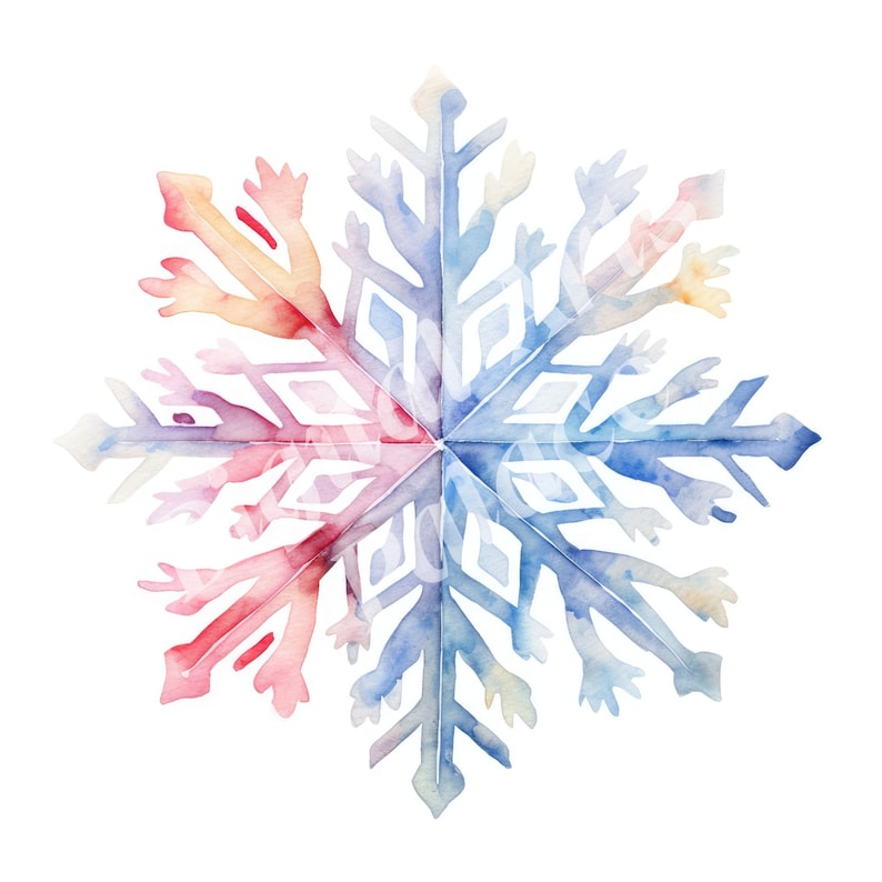 Snowflake Clipart Watercolor Snowflake Clipart Jpgs Instant Digital ...