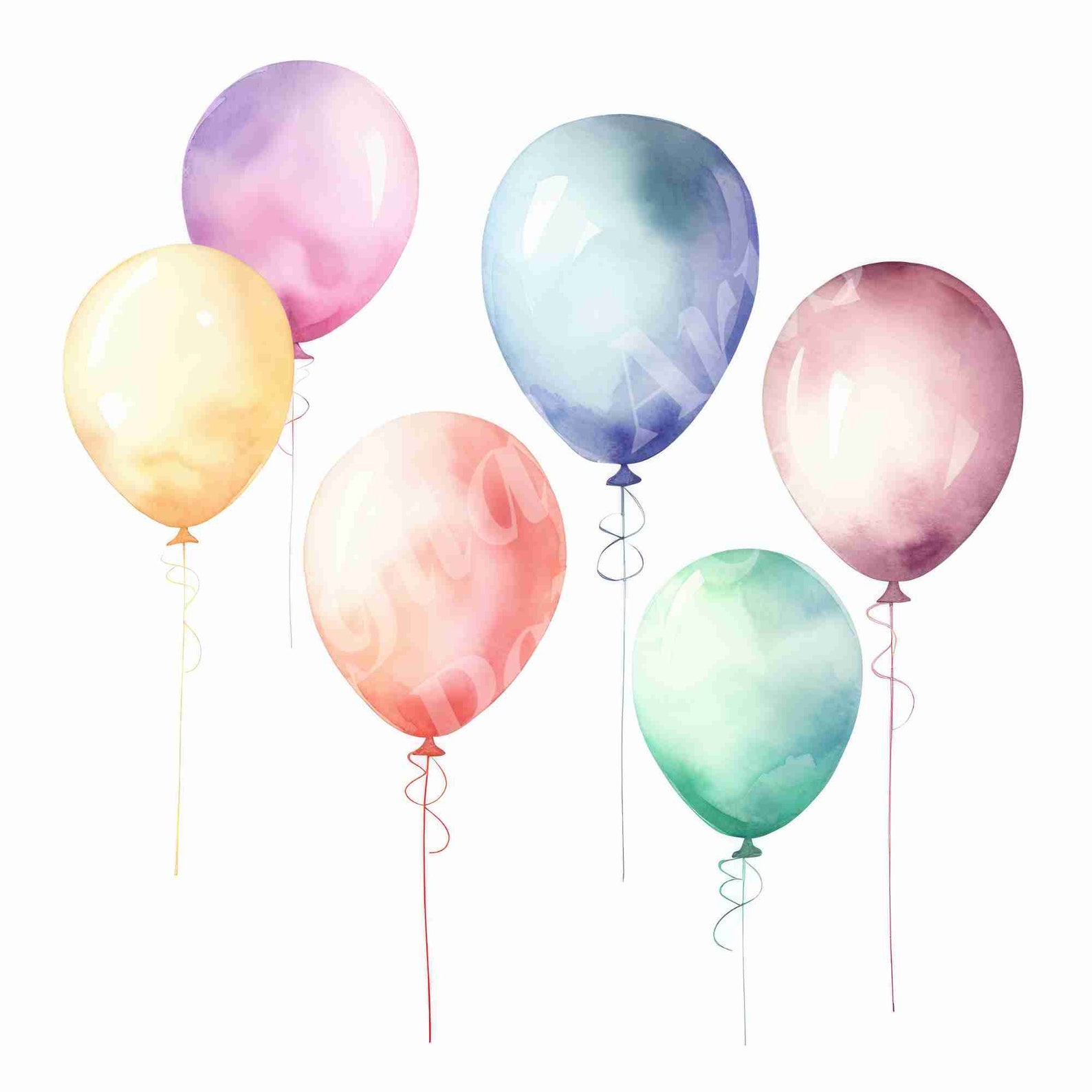 Balloons Clipart Watercolor Balloons Clipart Jpgs Instant - Etsy