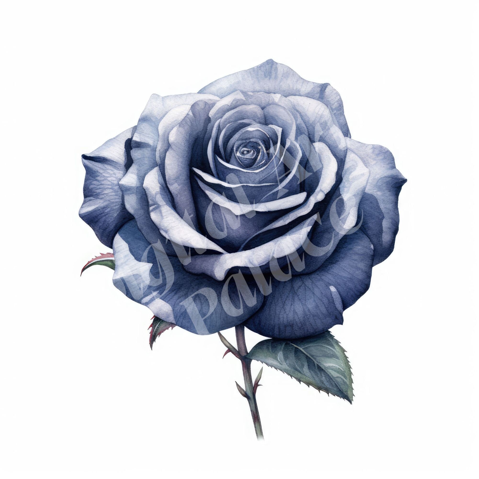 Dusty Blue Flowers Clipart - Watercolor Floral Clipart - Jpgs - Instant ...