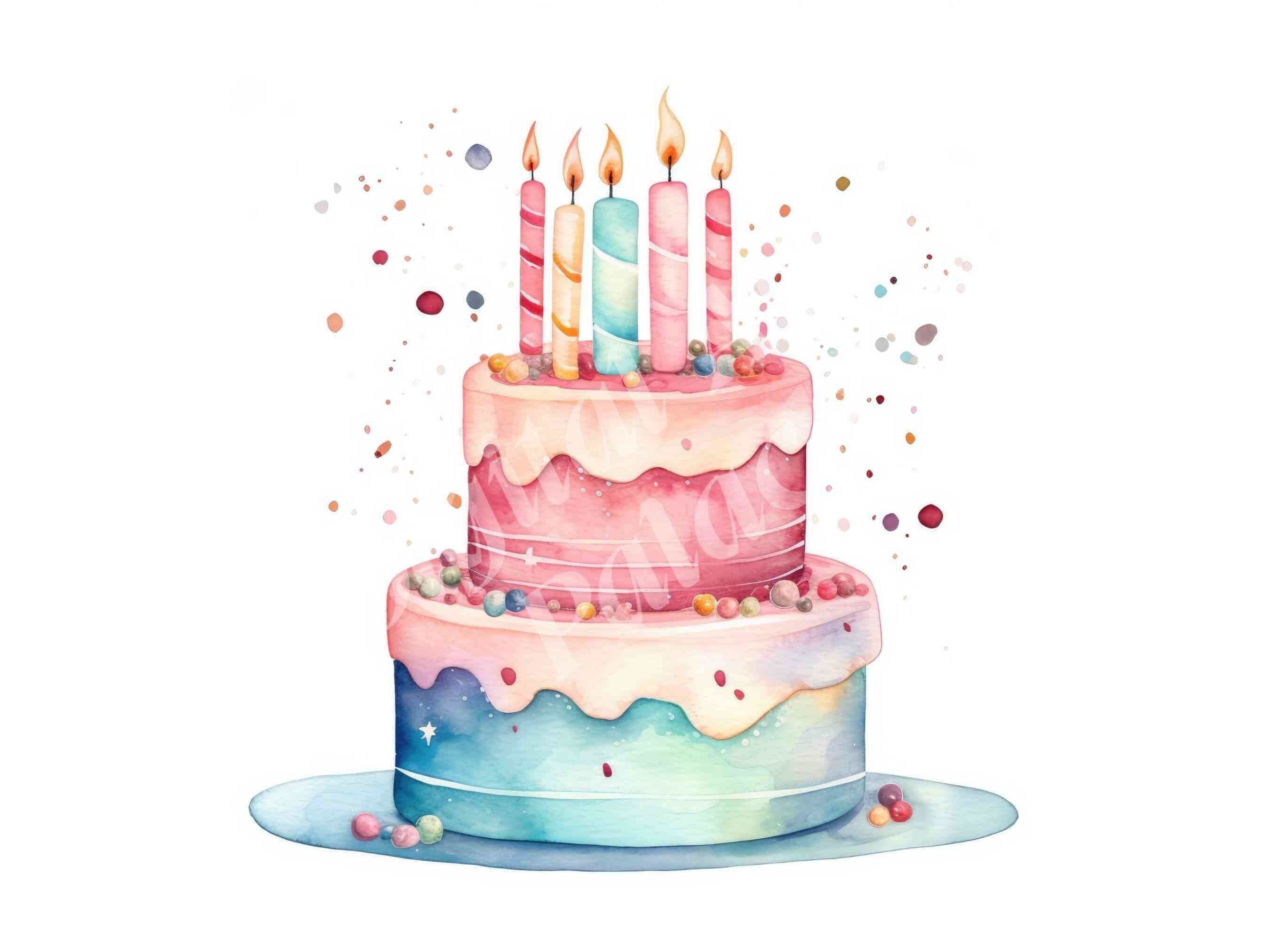 Birthday Cake Clipart, Cake Clipart, Jpgs, Instant Digital Download ...