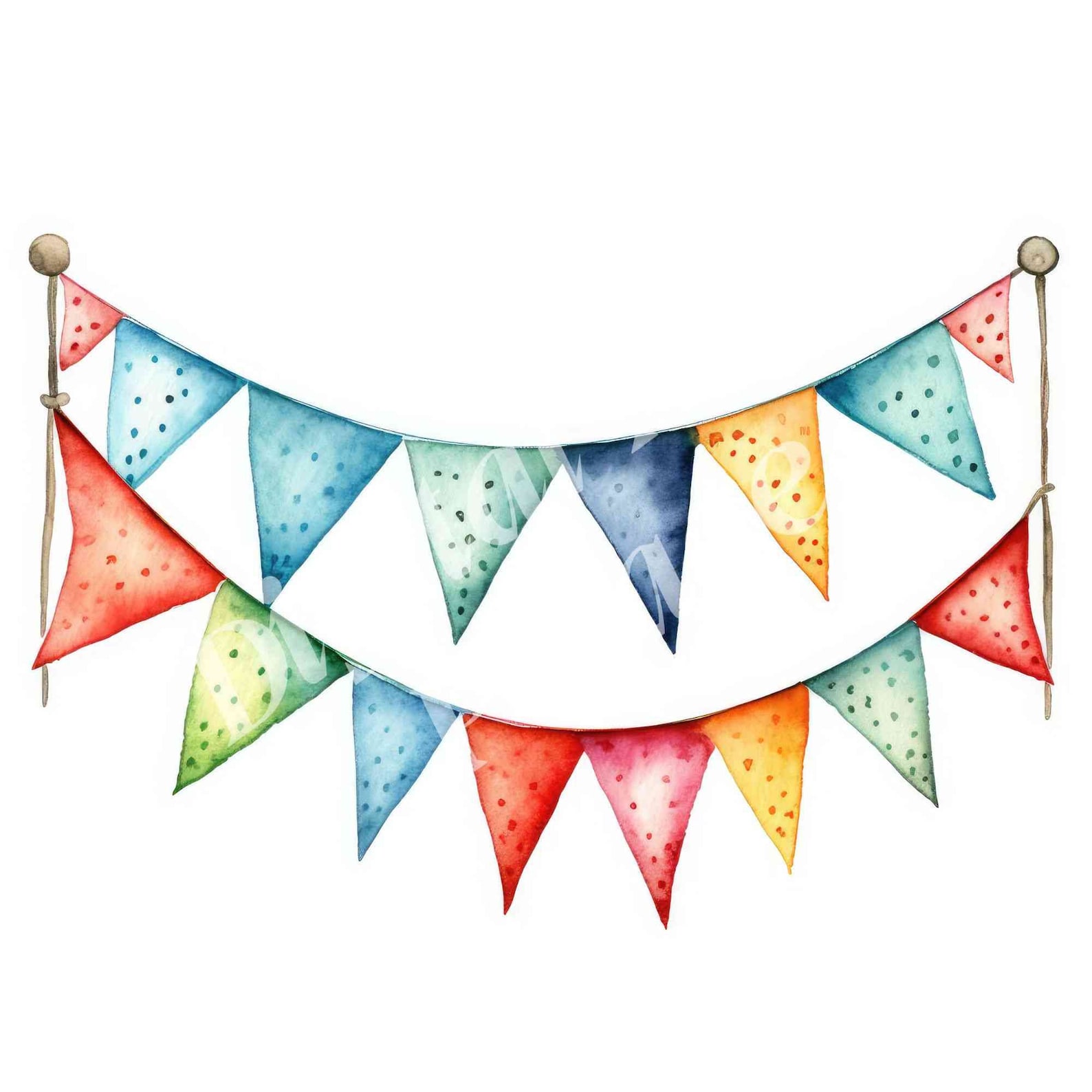 Wimpelkette Clipart Bundle Geburtstag Aquarell Clipart JPGs sofortiger ...