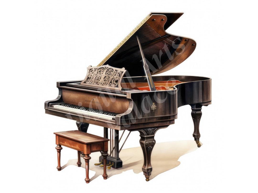 Piano Clipart, Vintage Piano Clipart, Jpgs, Instant Digital Download ...