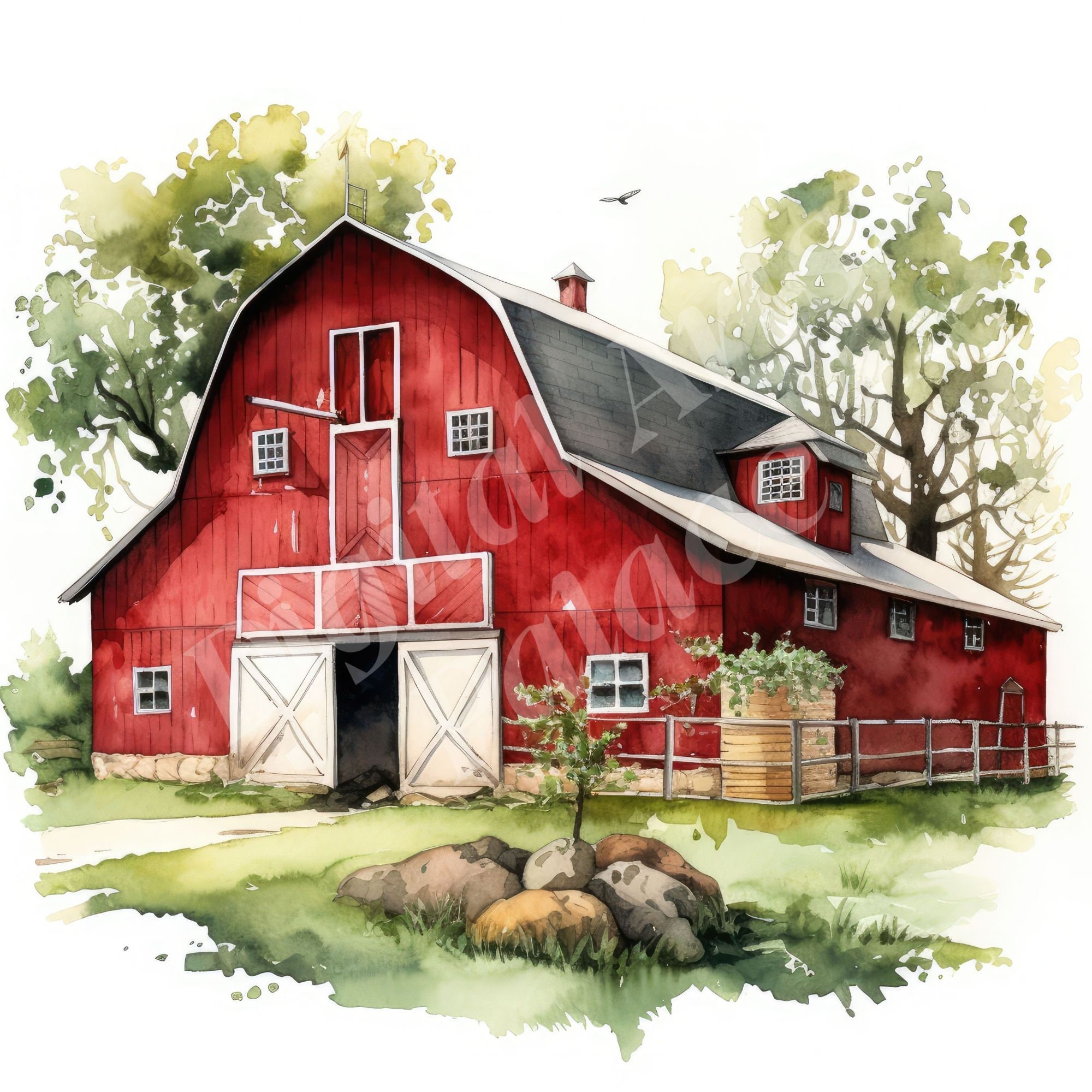 Red Barn Clipart Bundle - Farm Clipart - Jpgs - Instant Digital ...