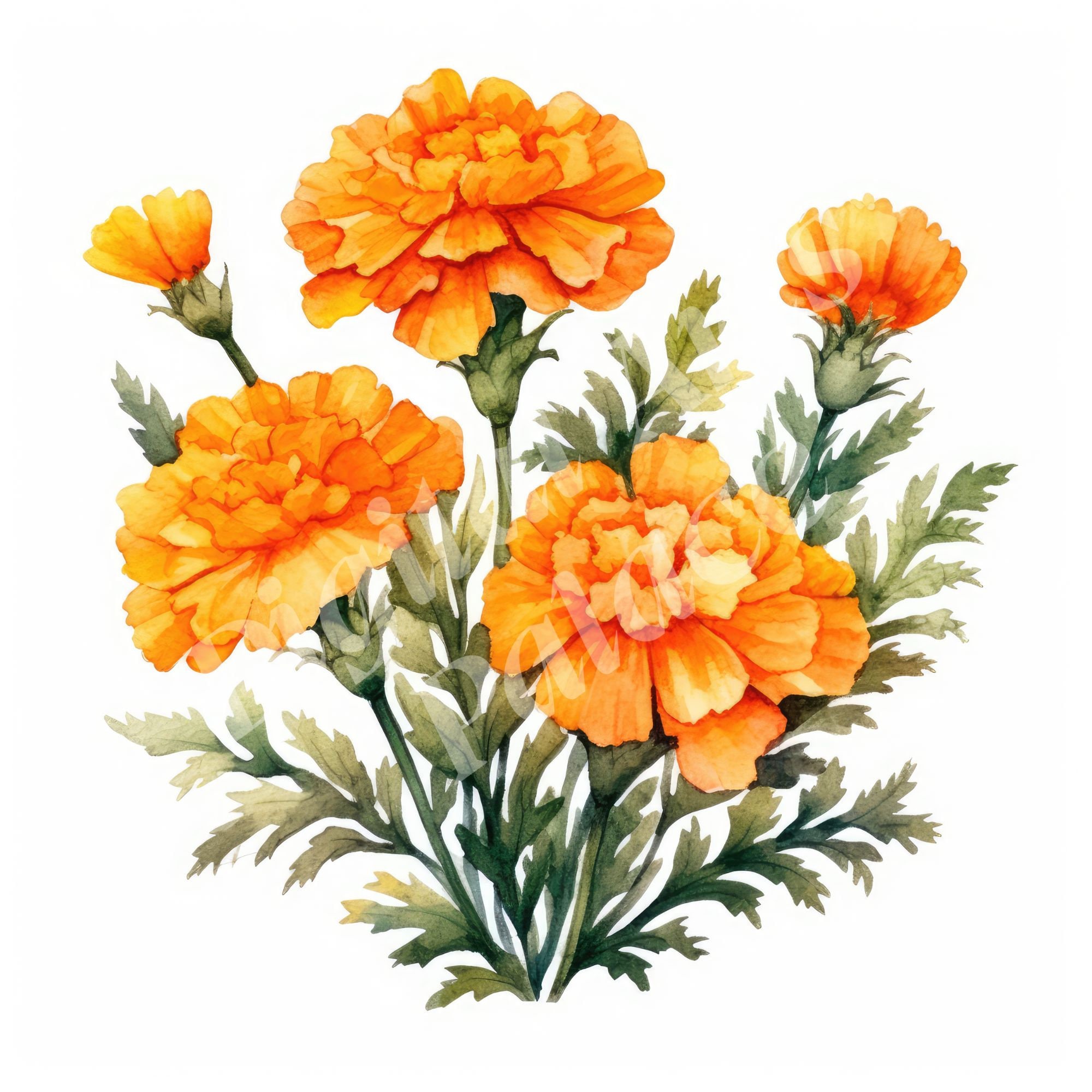 Marigold Clipart, October Birth Flower Clipart, Jpgs, Instant Digital ...
