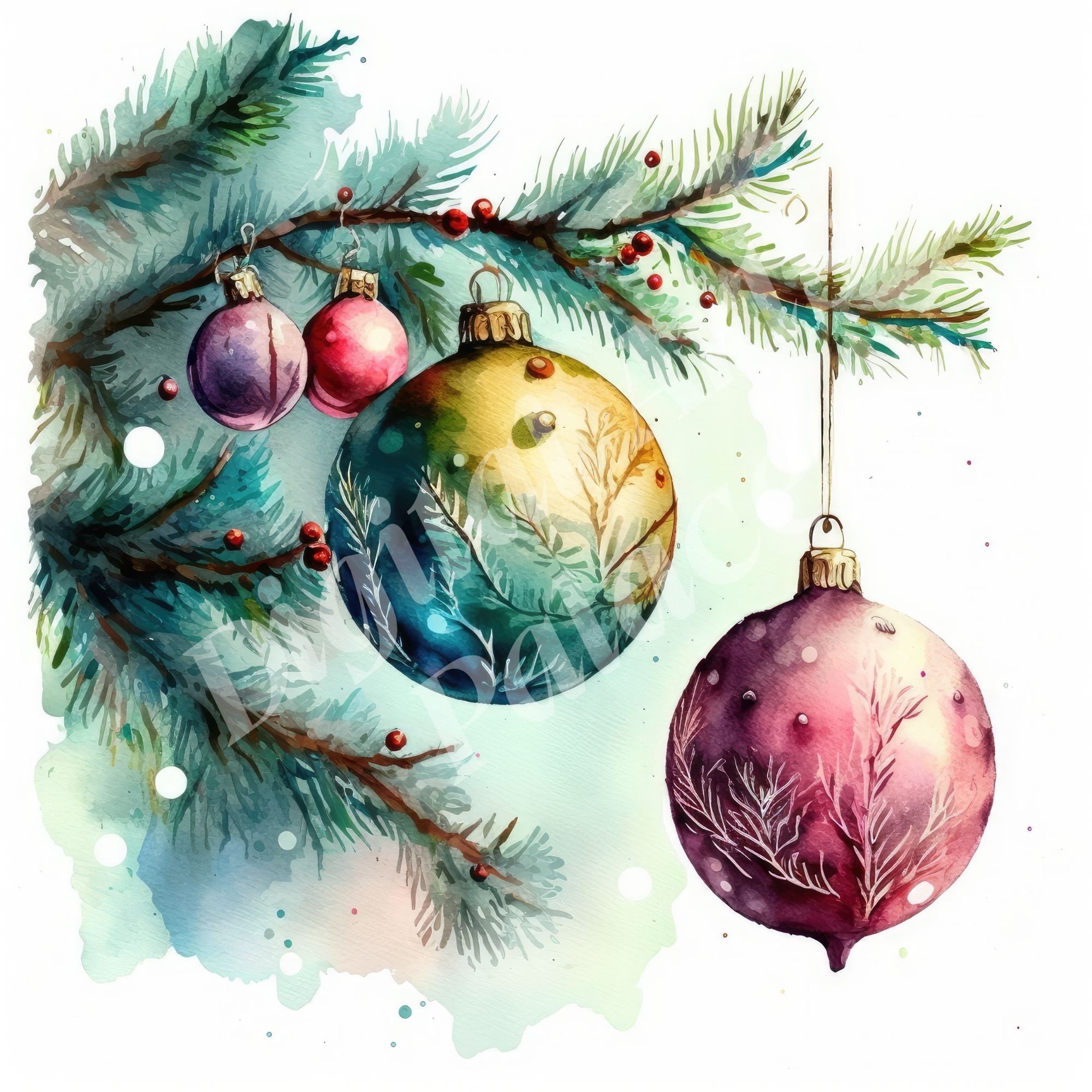 Christmas Baubles Clipart, Christmas Ornament Clipart, Jpgs, Instant ...