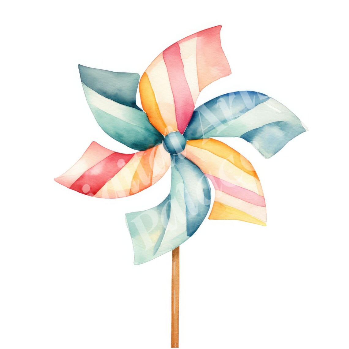 Pinwheel Clipart Bundle - Rainbow Watercolor Pinwheel Clipart - Jpgs ...