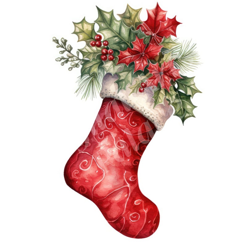 Christmas Stocking Clipart, Christmas Clipart, Jpgs, Instant Digital ...