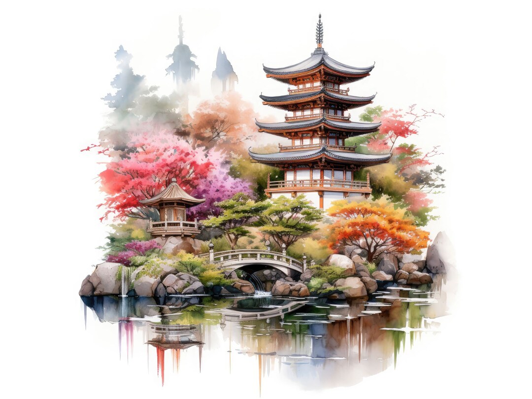 Japanese Garden Clipart, Gardening Clipart, Jpgs, Instant Digital ...