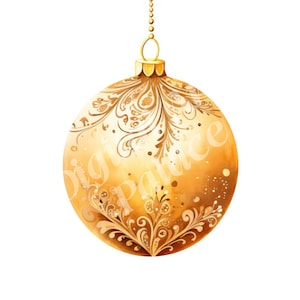Christmas Gold Baubles Clipart, Christmas Ornament Clipart, Jpgs ...