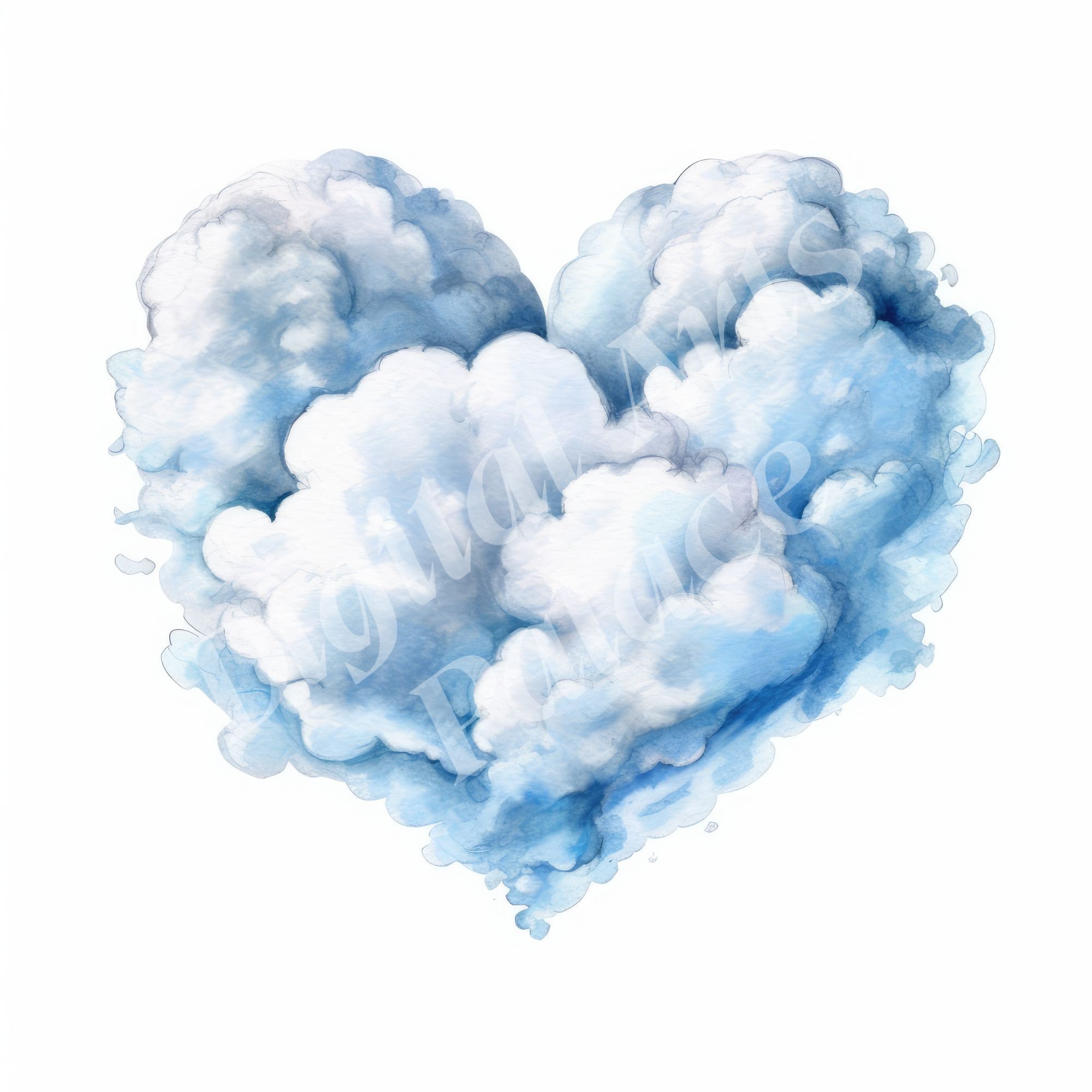 Heart Cloud Clipart, Cloud Clipart, Jpgs, Instant Digital Download ...