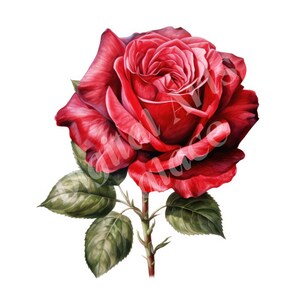 Red Roses Clipart - Watercolor Floral Watercolor - Jpgs - Instant ...