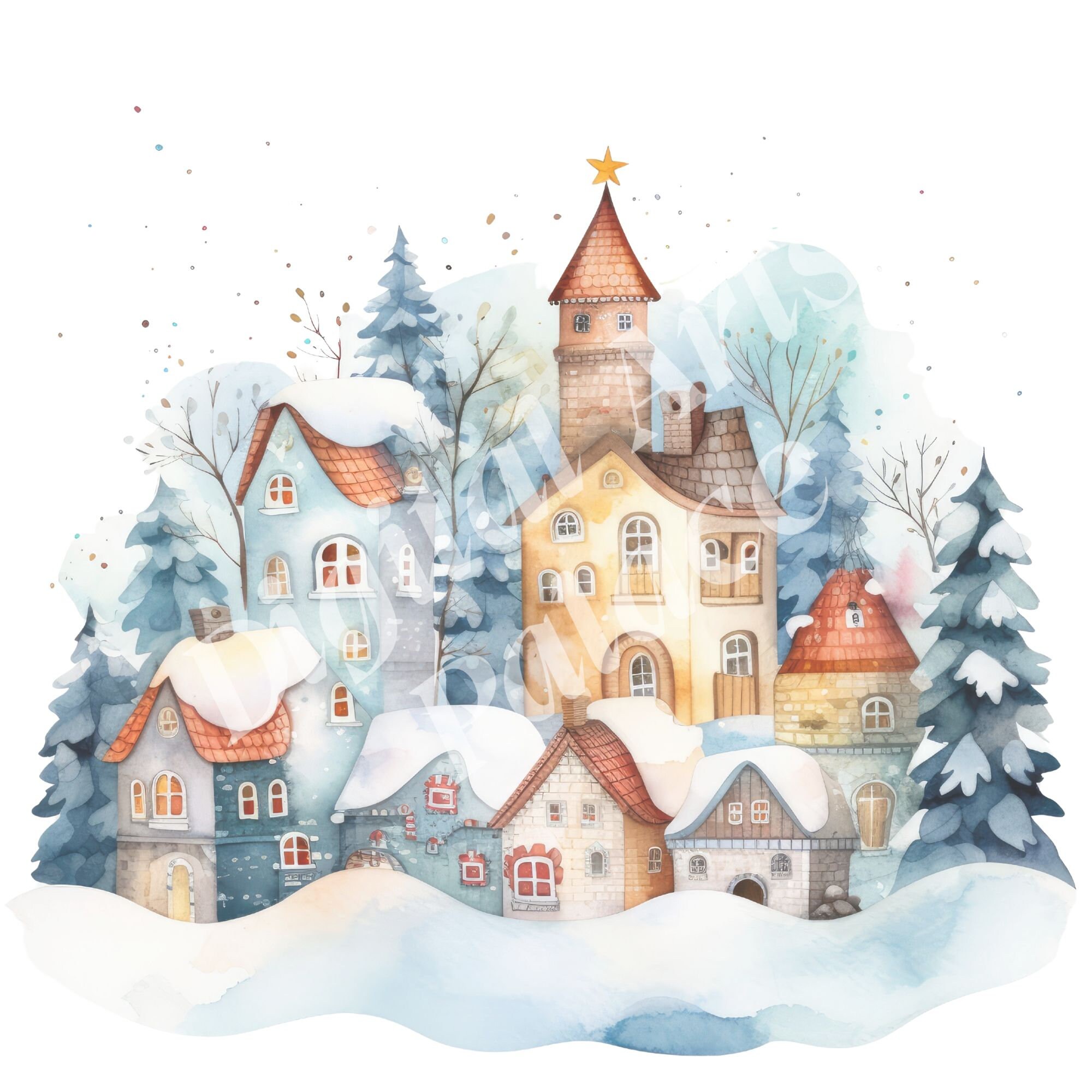 Winter Village Clipart Christmas Village Clipart Jpgs - Etsy