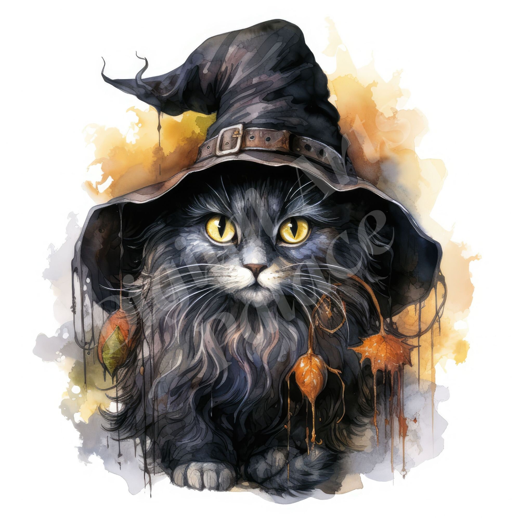 Witch's Cat Clipart Bundle Fall Halloween Clipart Jpgs Instant Digital ...