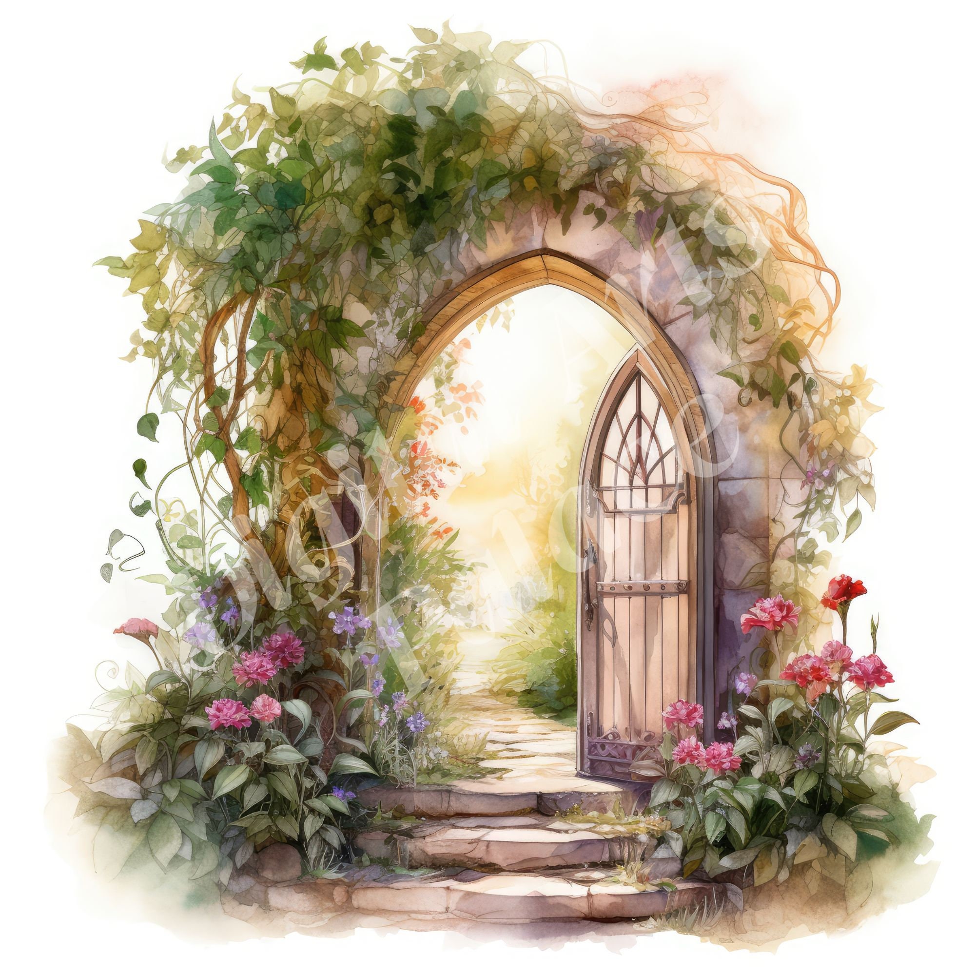 Secret Garden Door Clipart, Door Clipart, Jpgs, Instant Digital ...