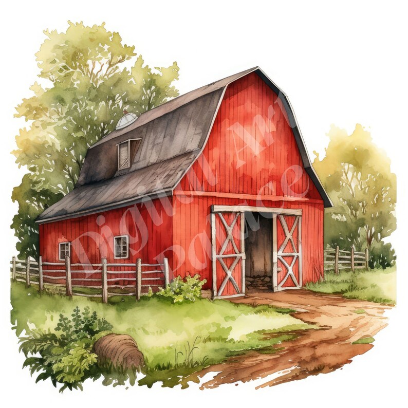 Red Barn Clipart Bundle - Farm Clipart - Jpgs - Instant Digital ...