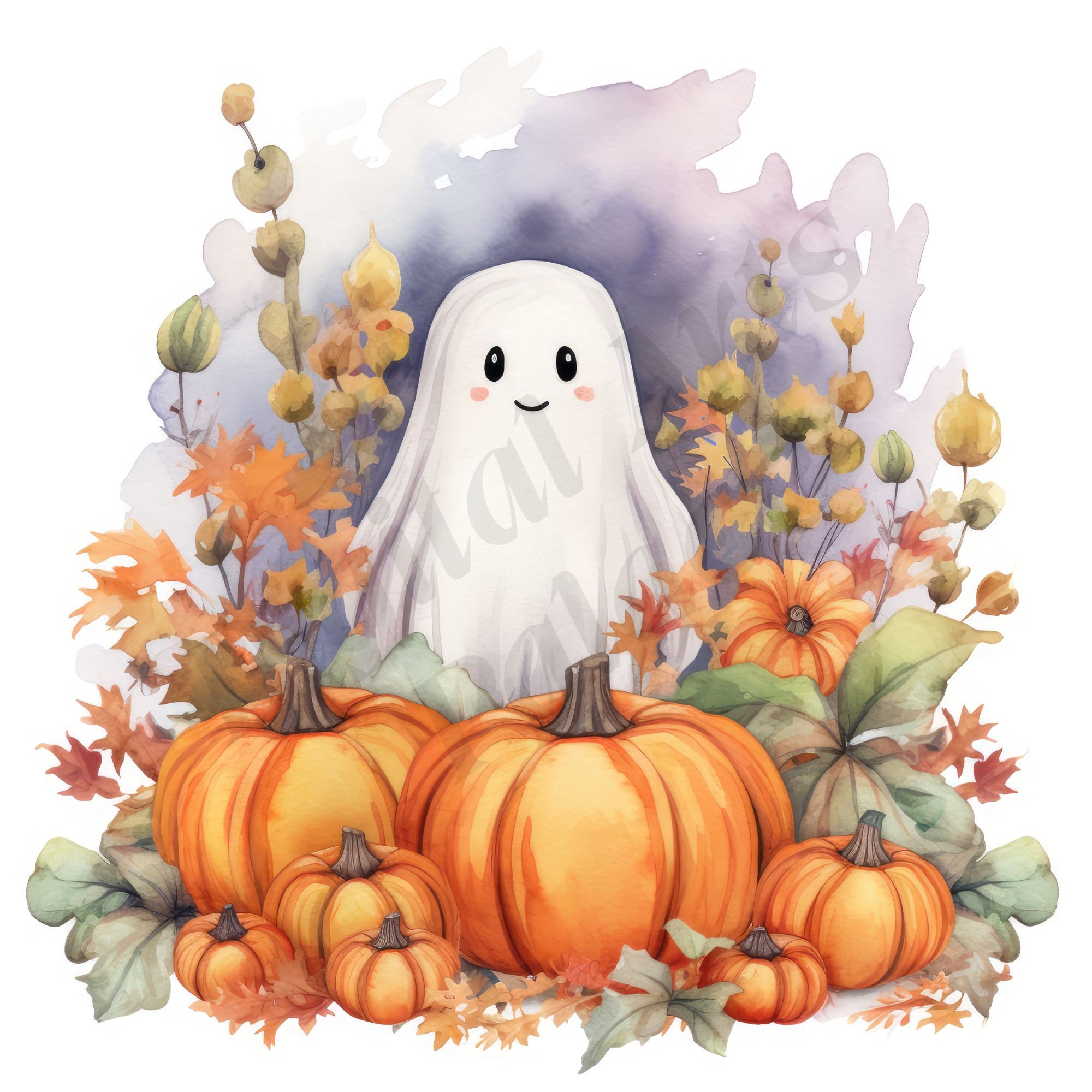 Cute Ghost and Pumpkin Clipart Fall Halloween Clipart Jpgs - Etsy
