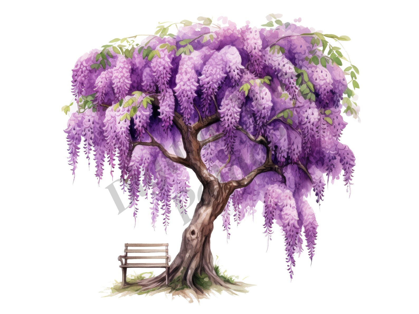 Wisteria Tree Clipart, Purple Rain Wisteria Clipart, Jpgs, Digital ...