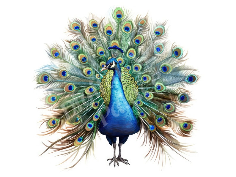 Peacock Clipart - Bird Clipart - Jpgs - Instant Digital Download ...