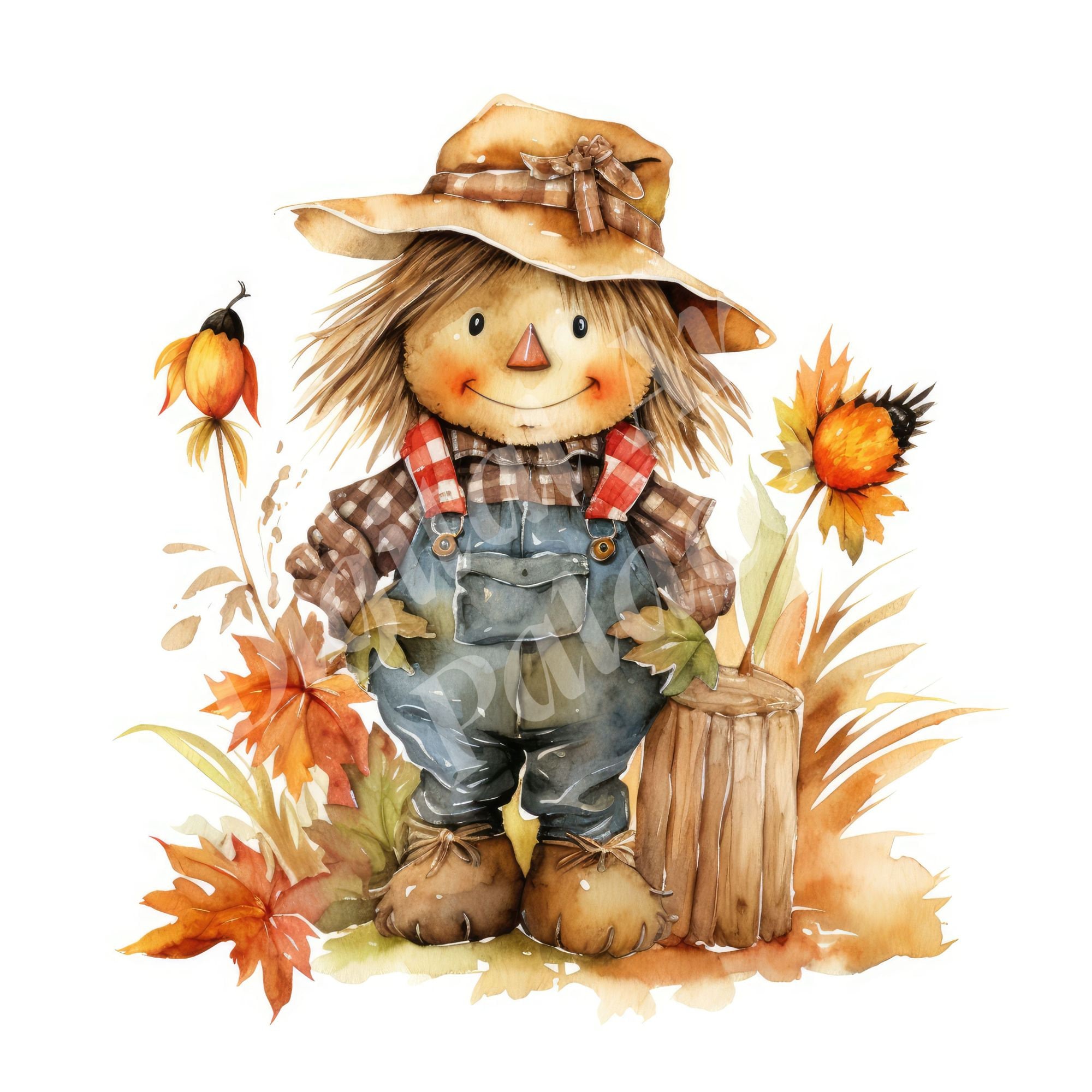 Cute Scarecrow Clipart Bundle, Fall Autumn Thanksgiving Clipart, Jpgs ...