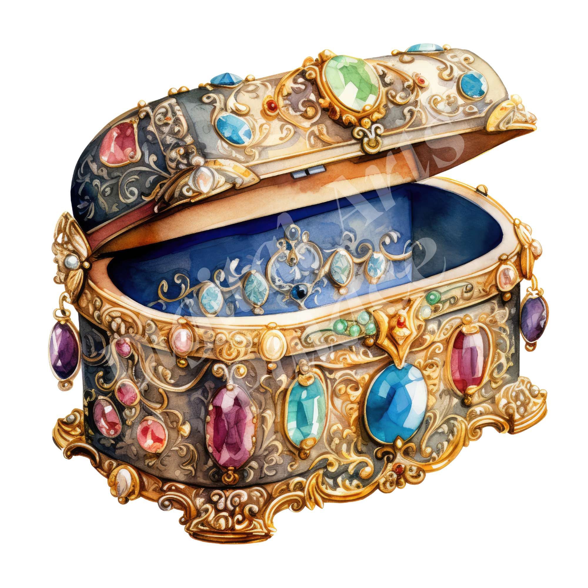 Jewelry Box Clipart, Vintage Jewelry Box Clipart, Instant Digital ...
