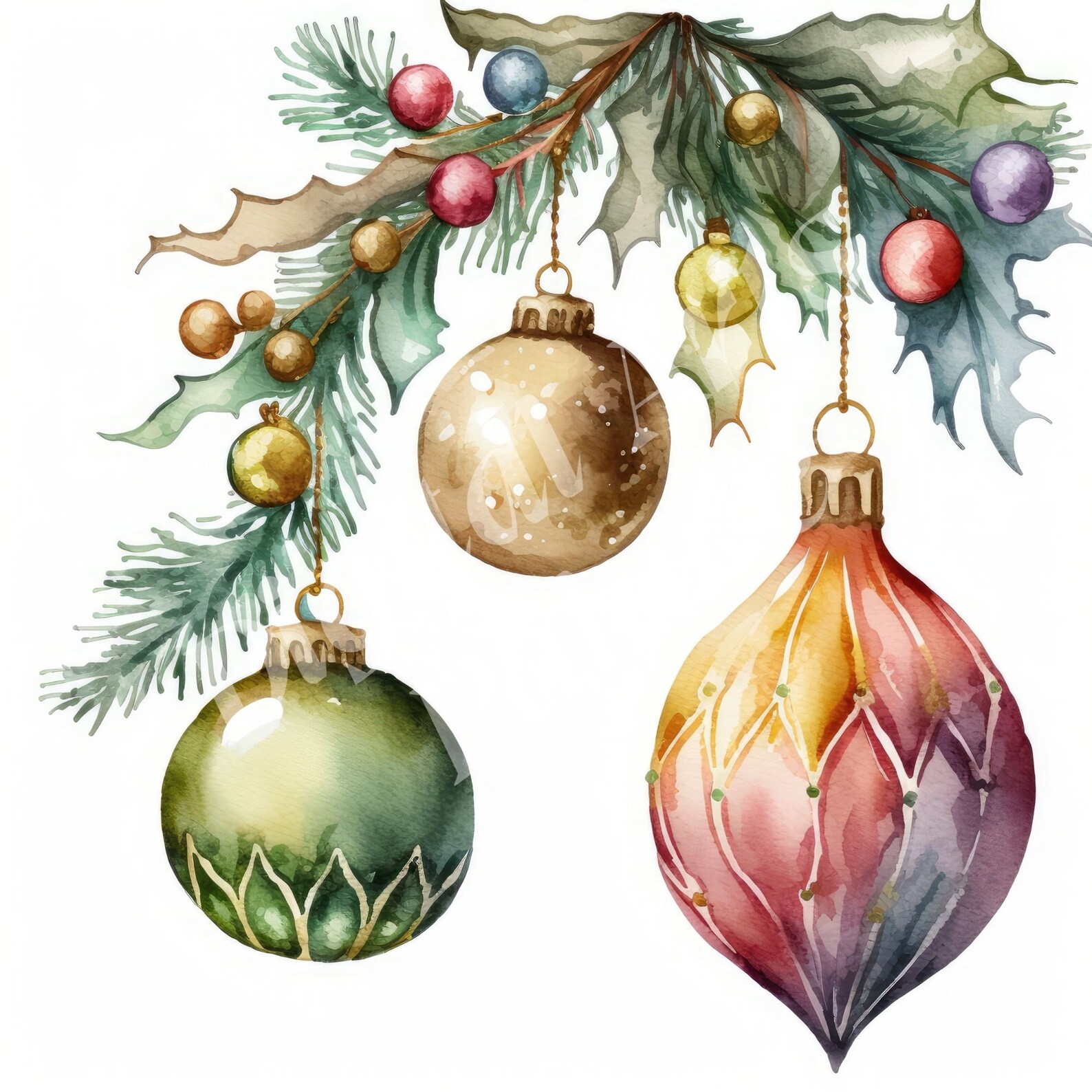 Christmas Baubles Clipart, Christmas Ornament Clipart, Jpgs, Instant ...
