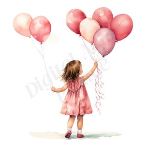 Girl and Balloons Clipart, Balloons Clipart, Jpgs, Instant Digital ...