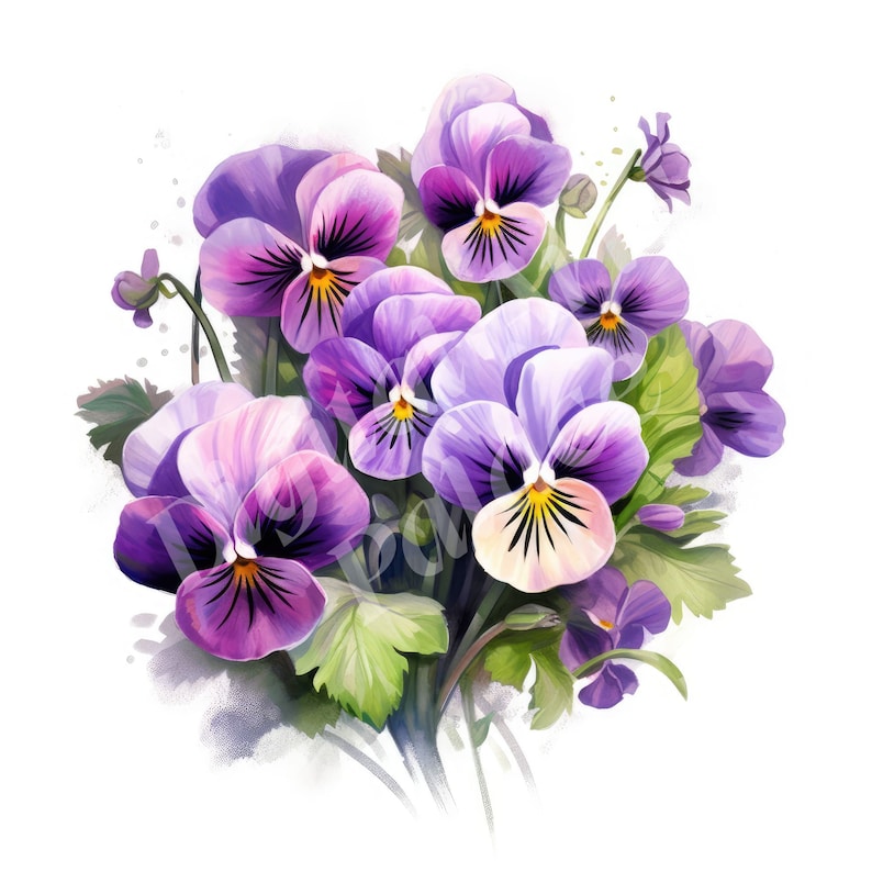 Violets Clipart, February Birth Flower Clipart, Jpgs, Digital Download ...