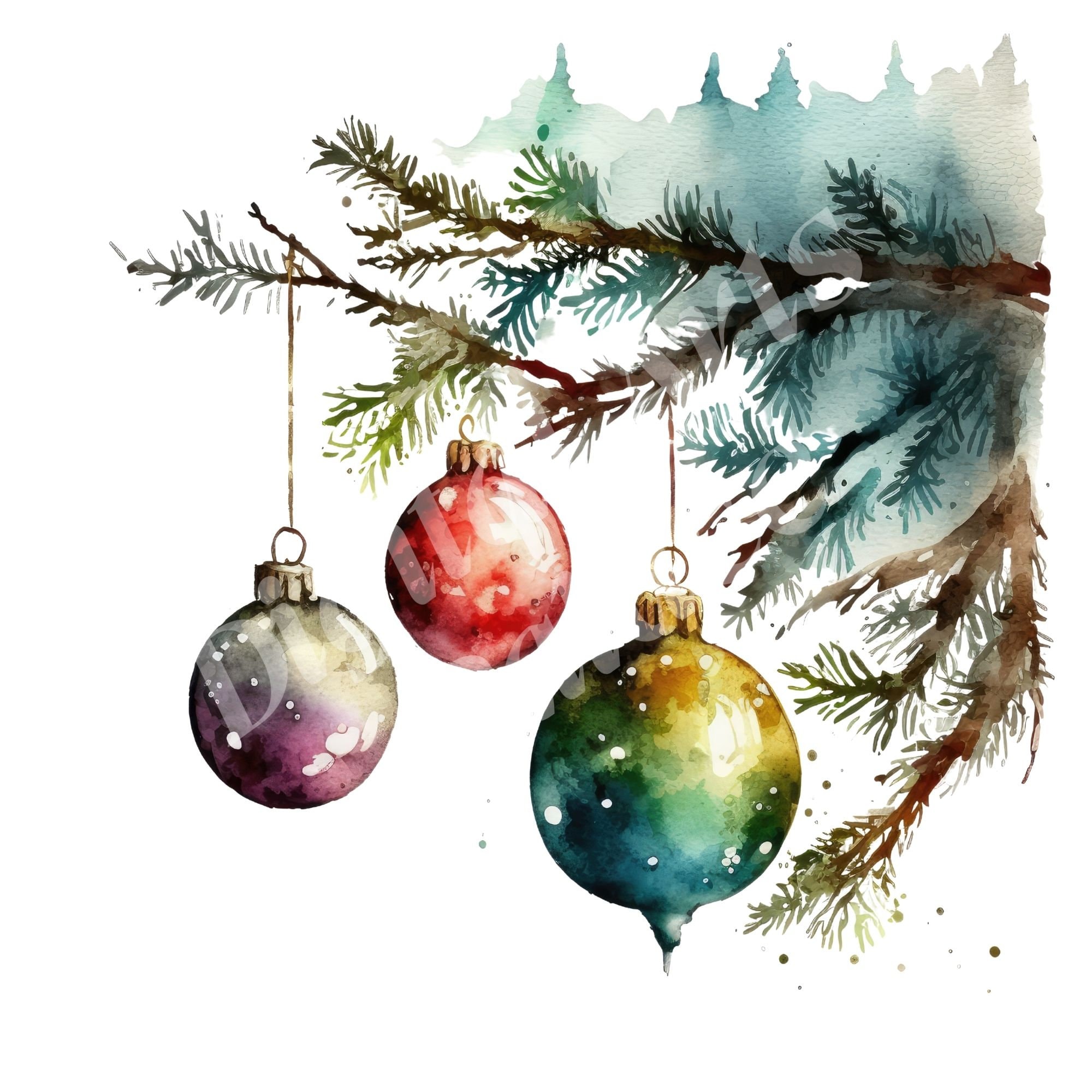 Christmas Baubles Clipart, Christmas Ornament Clipart, Jpgs, Instant ...