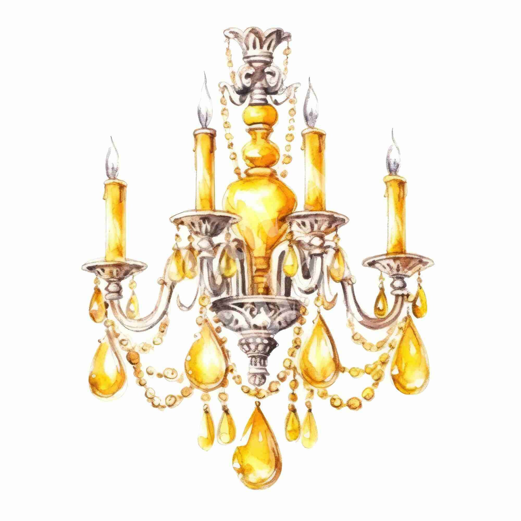 Chandelier Clipart - Vintage Ornamental Light Clipart - Jpgs - Instant ...