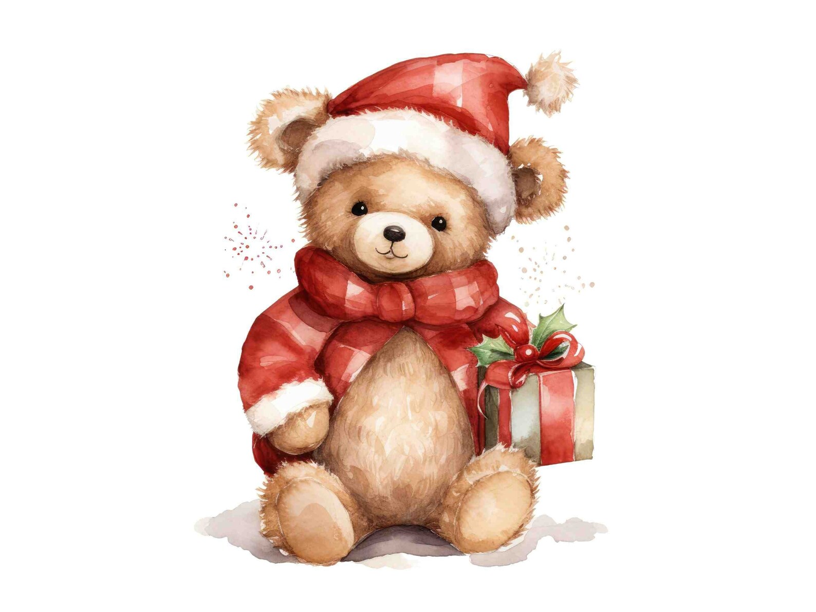 Teddy Bear Clipart - Christmas Teddy Bear Clipart - Jpgs - Instant ...