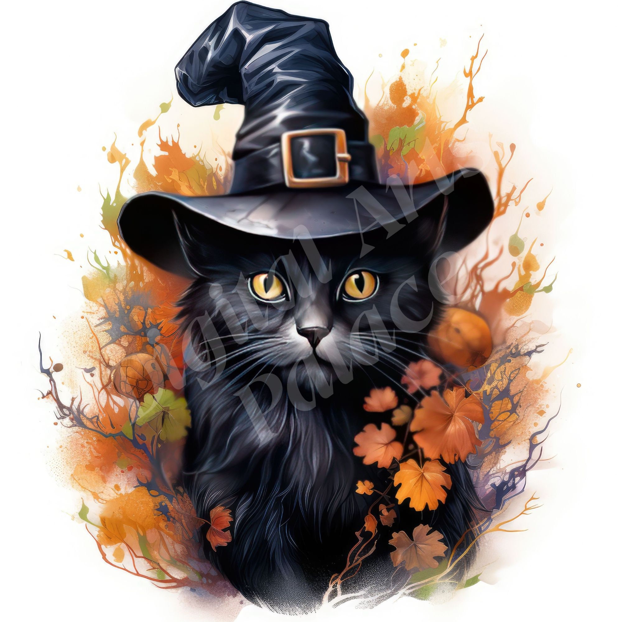 Witch's Cat Clipart Bundle Fall Halloween Clipart Jpgs Instant Digital ...