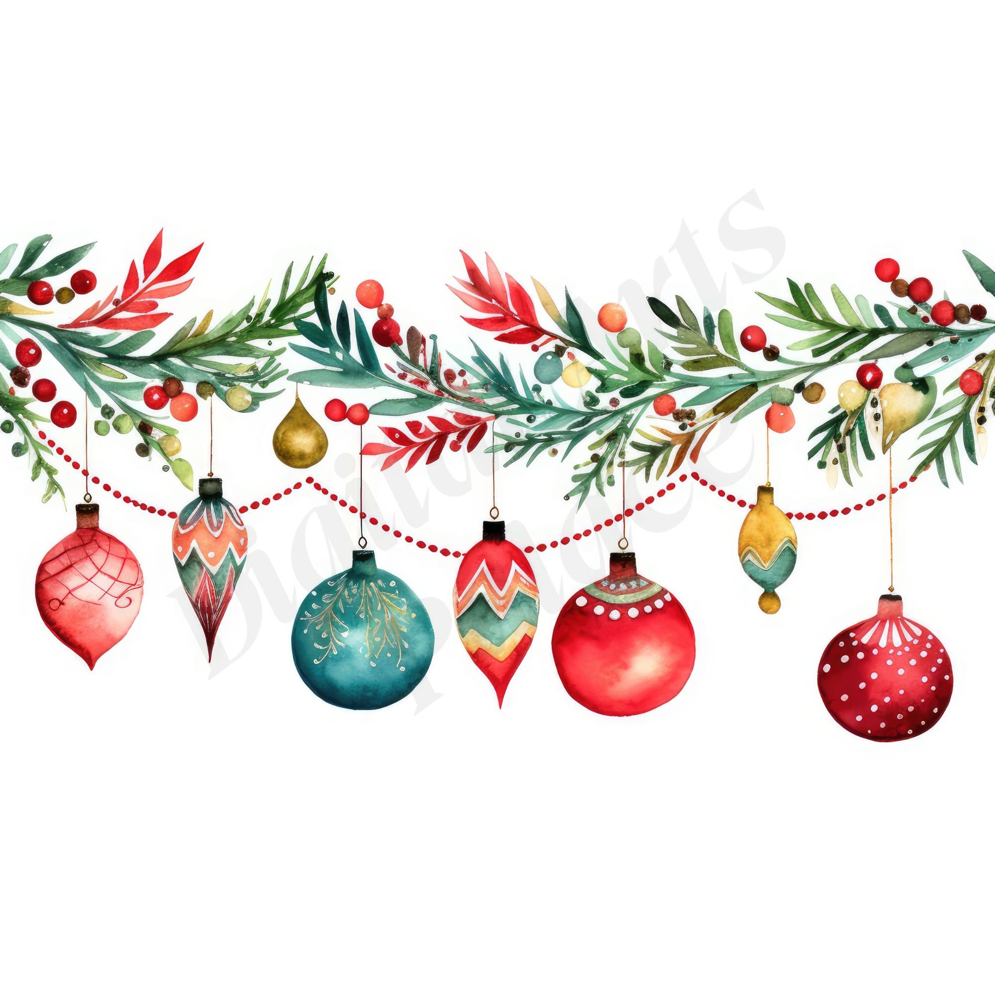 Christmas Garland Clipart, Funky Christmas Garland Clipart, Jpgs ...