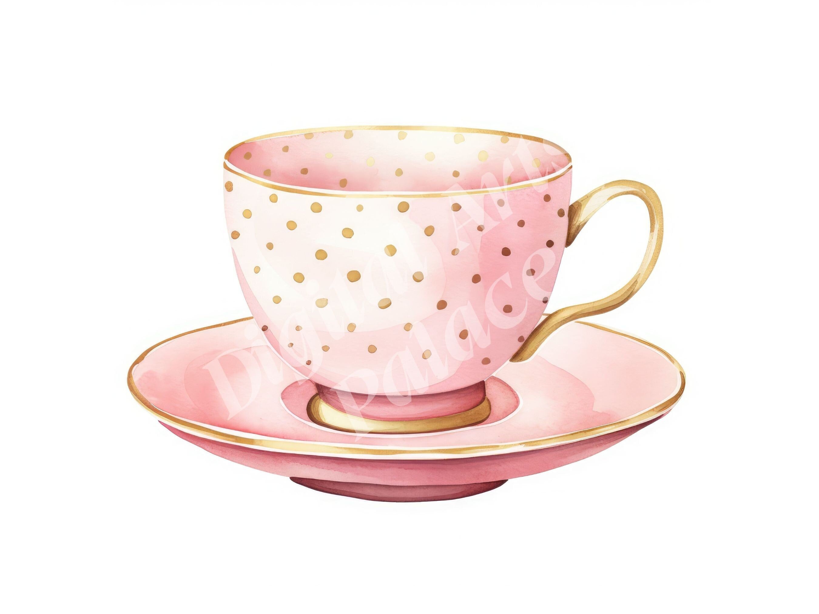 Teacup Clipart - Polka Dot Teacup Clipart - Jpgs - Instant Digital ...