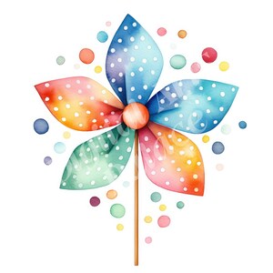 Pinwheel Clipart Bundle - Rainbow Watercolor Pinwheel Clipart - Jpgs ...
