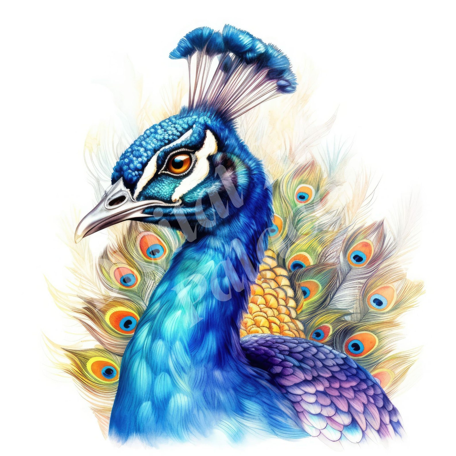 Peacock Clipart Bird Clipart Jpgs Instant Digital Download Printable ...