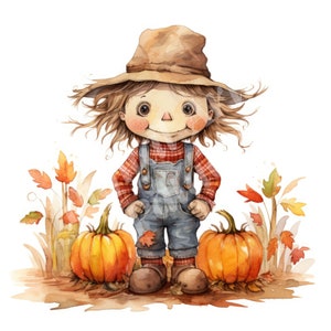 Cute Scarecrow Clipart Bundle, Fall Autumn Thanksgiving Clipart, Jpgs ...