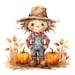 Cute Scarecrow Clipart Bundle, Fall Autumn Thanksgiving Clipart, Jpgs ...