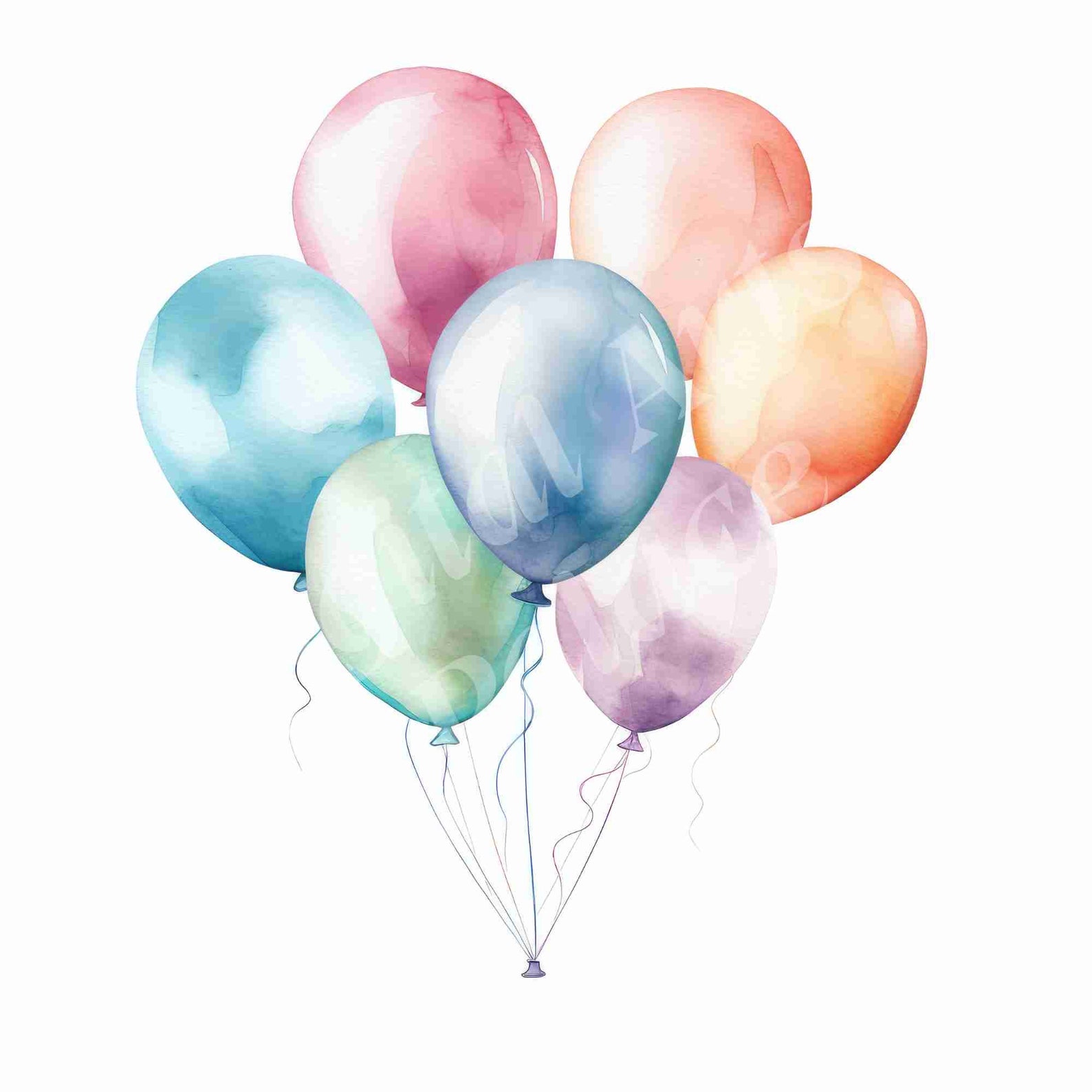 Balloons Clipart, Watercolor Balloons Clipart, Jpgs, Instant Digital ...