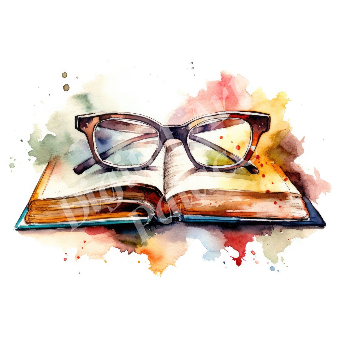 Book and Glasses Clipart, Book Clipart, Jpgs, Instant Digital Download ...
