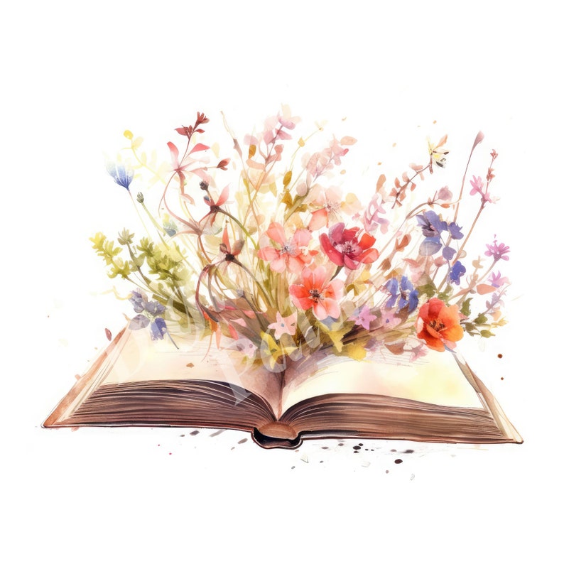 Floral Open Book Clipart Bundle, Fantasy Open Book Clipart, Jpgs ...