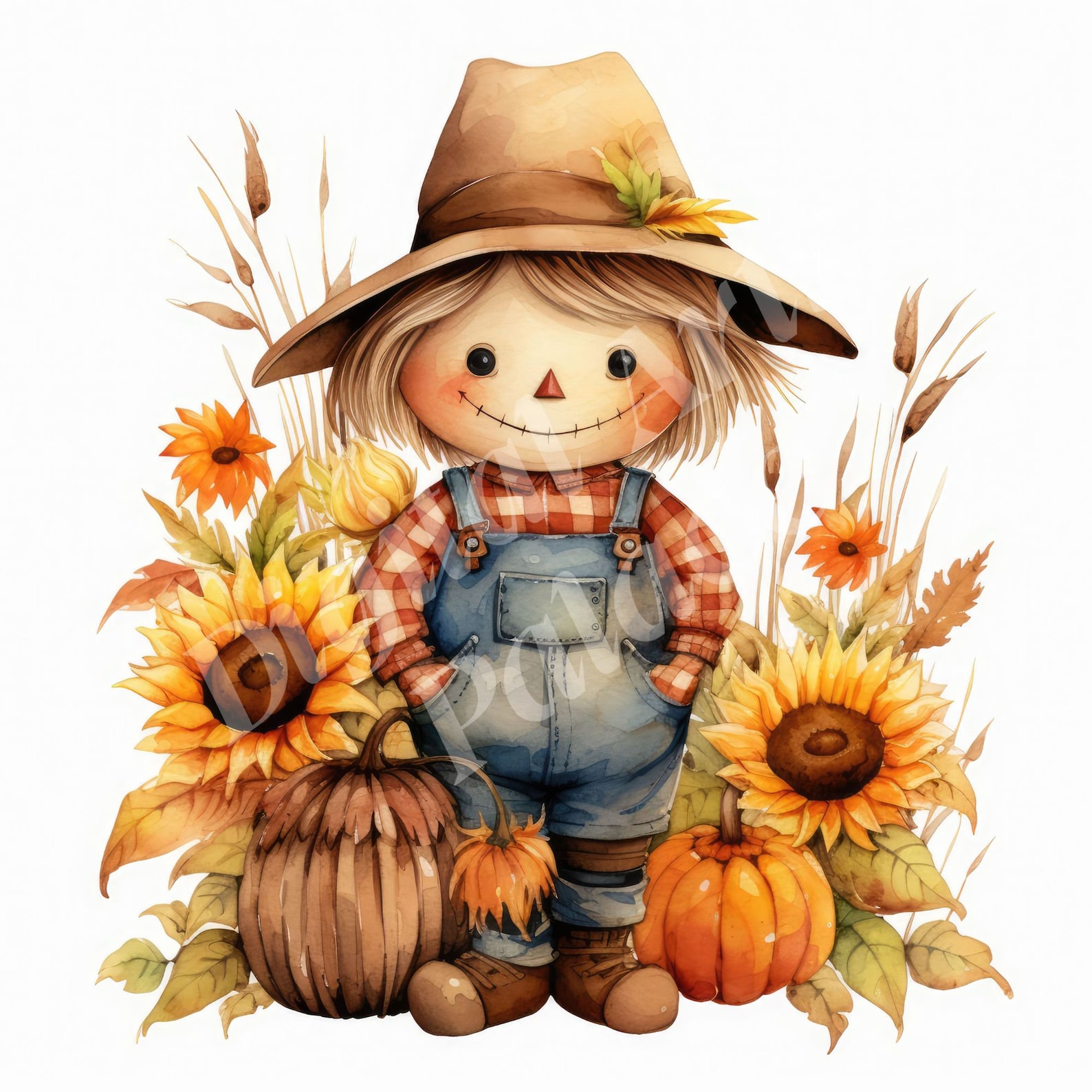 Cute Scarecrow Clipart Bundle, Fall Autumn Thanksgiving Clipart, Jpgs ...