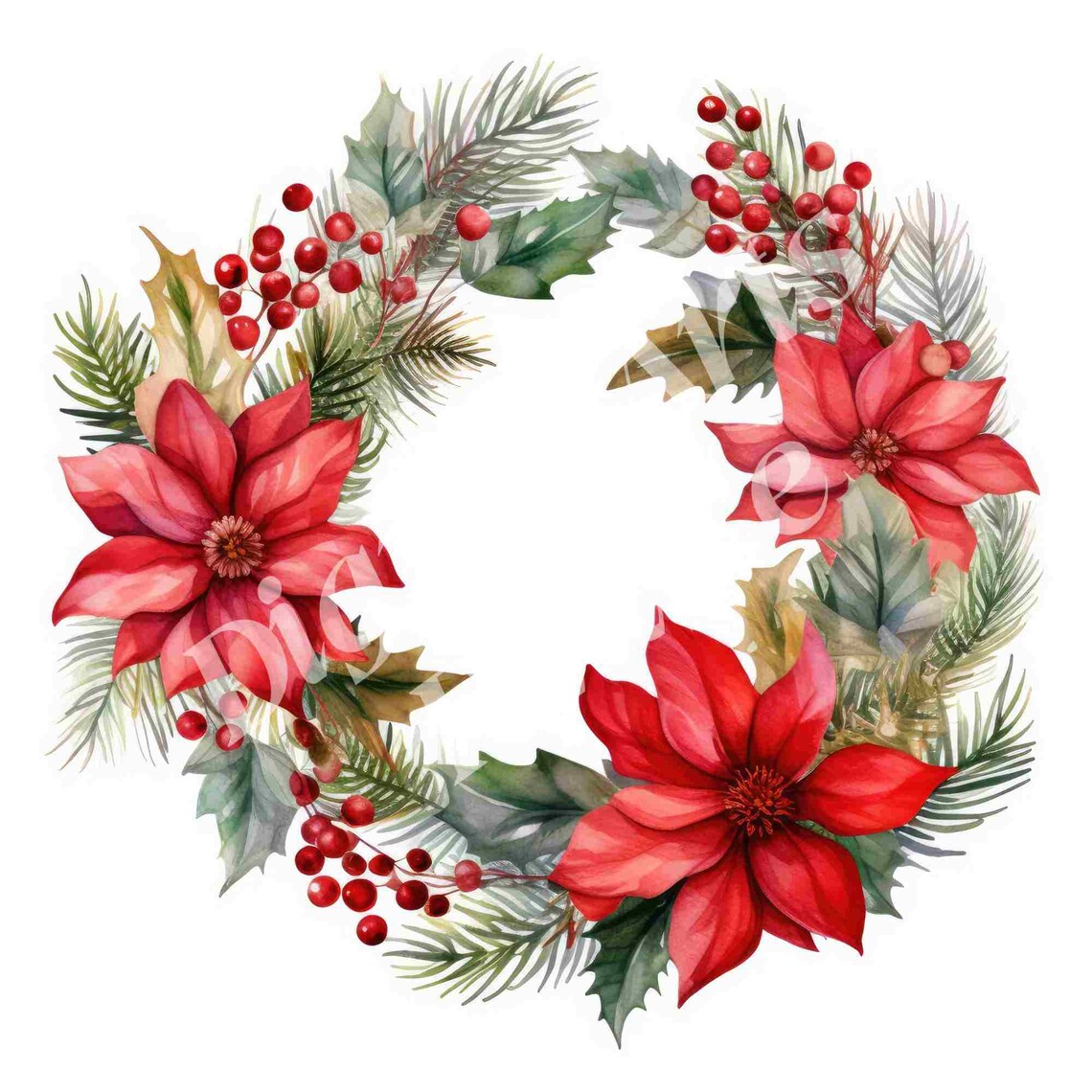 Christmas Wreath Clipart - Wreath Clipart - Jpgs - Instant Digital ...