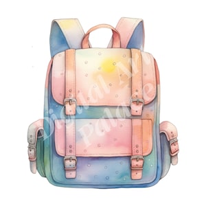 Backpack Clipart, Watercolor School Backpack Clipart, Jpgs, Instant ...