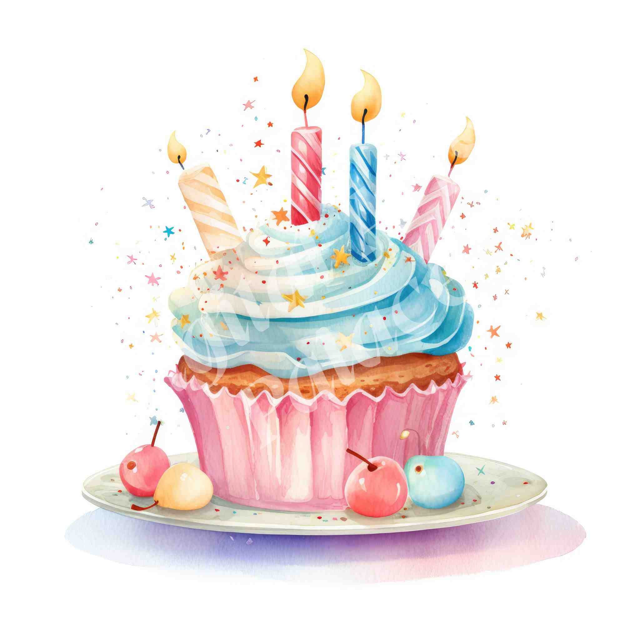 Birthday Cupcake Clipart, Cupcake Clipart, Jpgs, Instant Digital ...