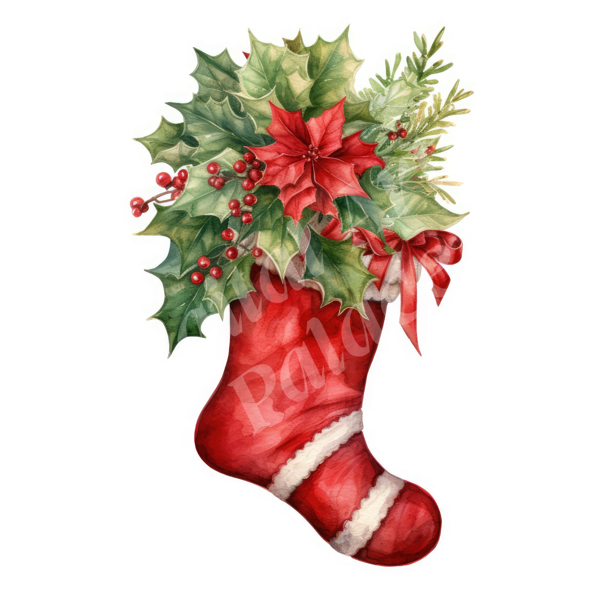 Christmas Stocking Clipart, Christmas Clipart, Jpgs, Instant Digital ...