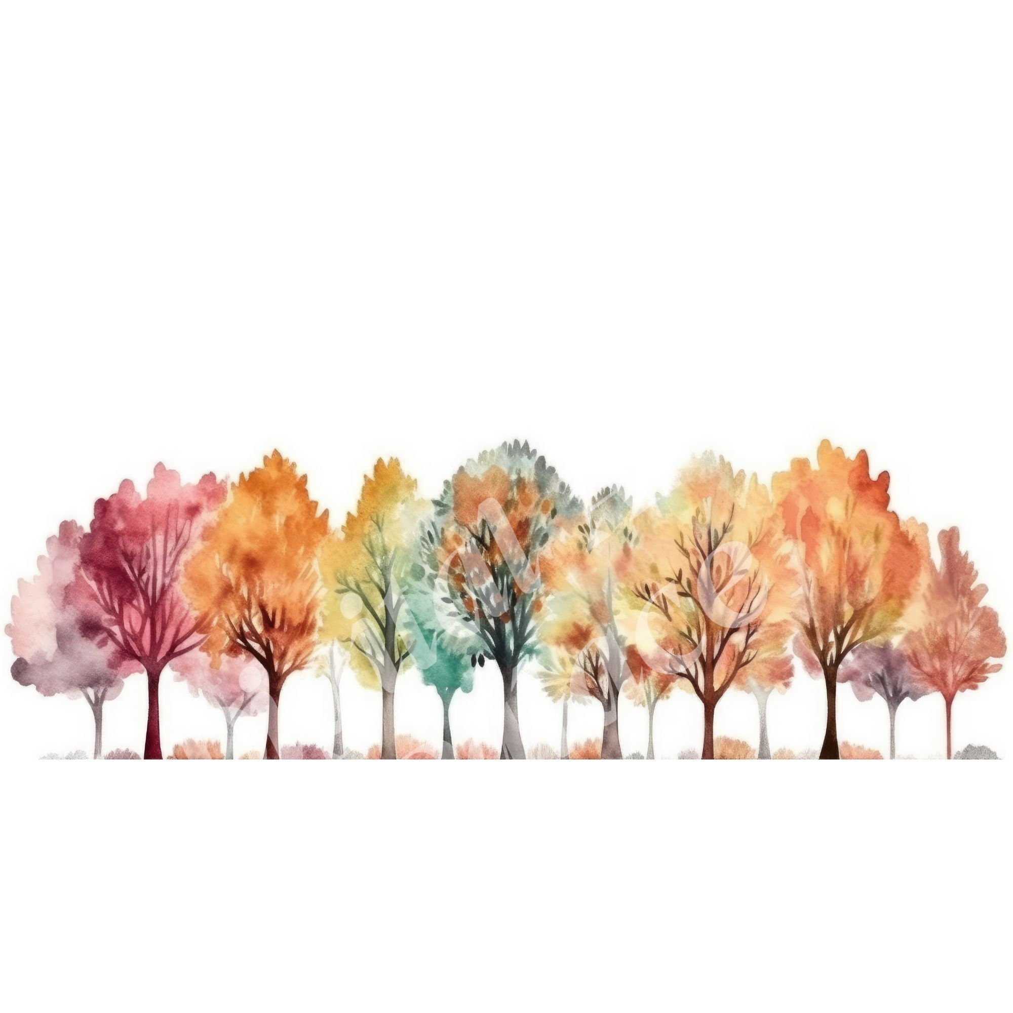 Tree Border Clipart - Trees Watercolor Clipart - Jpgs - Instant Digital ...