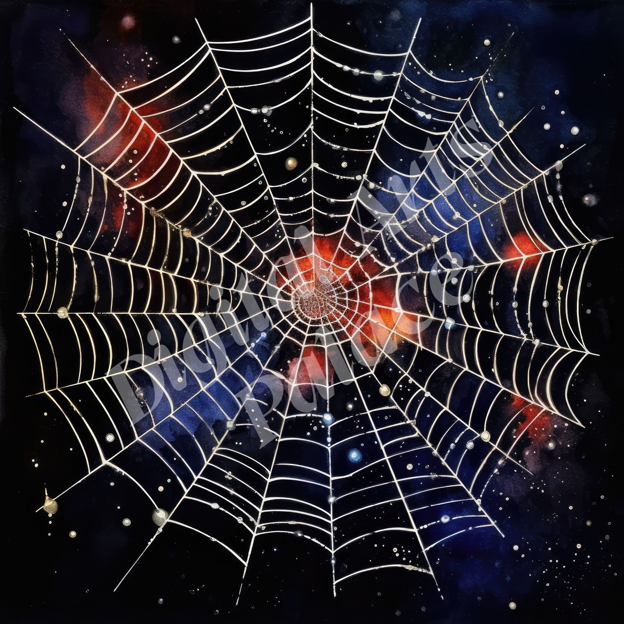 Cobweb Watercolor Clipart Bundle, Fall Halloween Spiderweb Clipart ...